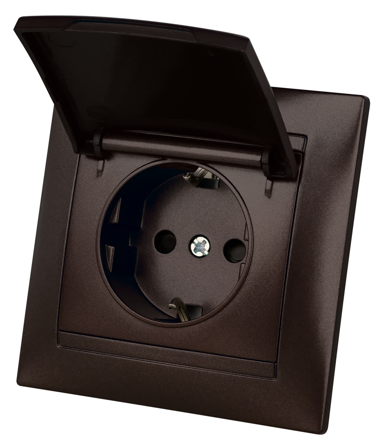 Розетка силовая штепсельная TDM Electric / ТДМ Электрик Лама 2П+З 16А 250В, шоколад 1-местная с защитной шторкой и крышкой, SQ1815-0514 / электрооборудование