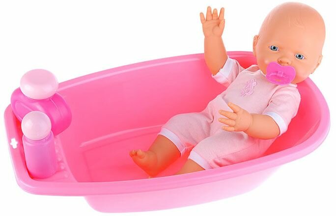 Кукла пупс "Весёлый", классическая куколка-малыш для девочек, игрушечный младенец с одеждой для сюжетно-ролевых игр, с набором для купания, руки и ноги сгибаются, 35 см