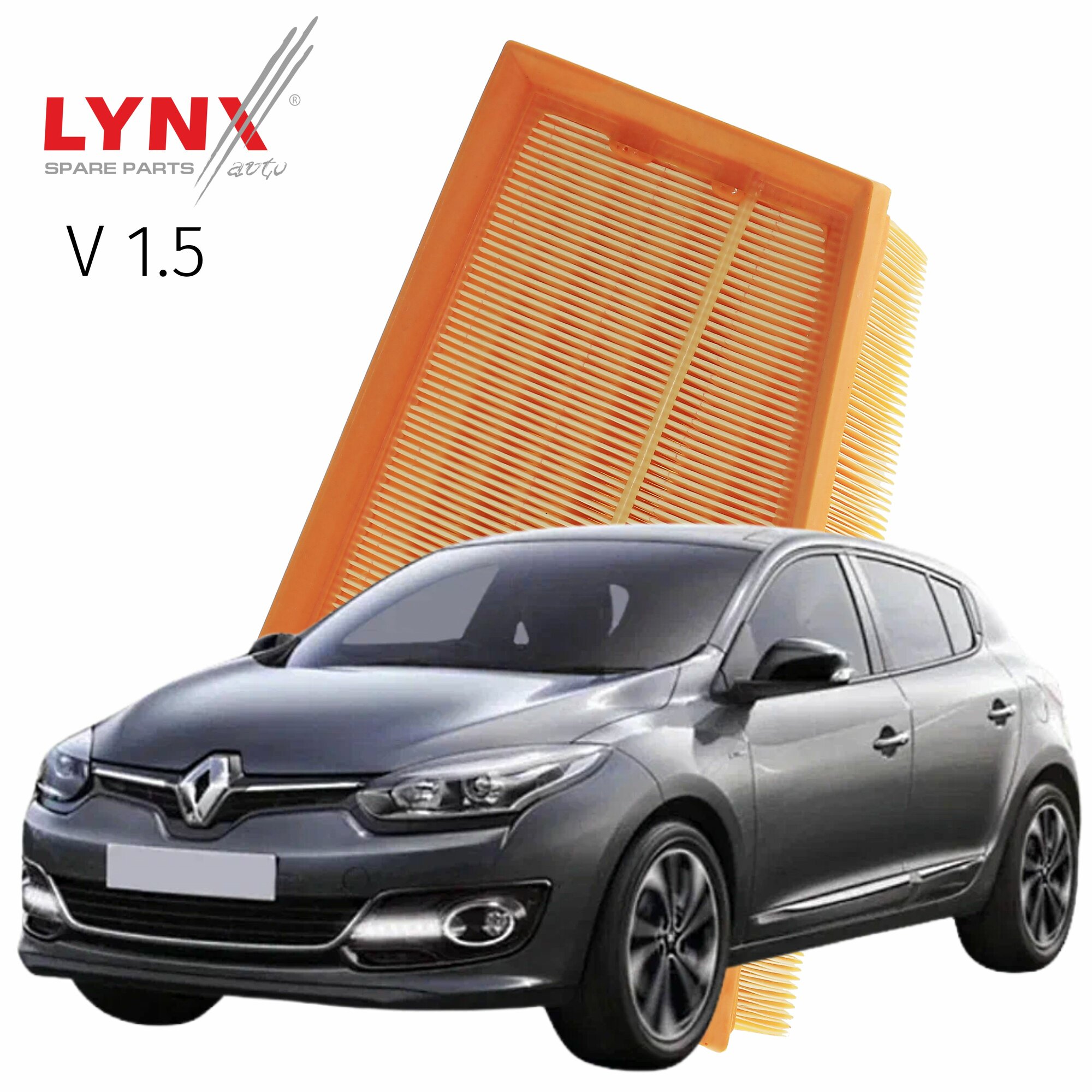 Фильтр воздушный Renault Megane (3) / Меган Меган 2008 2009 2010 2011 2012 2013 2014 V1.5 K9K 834 / 1шт LYNXauto