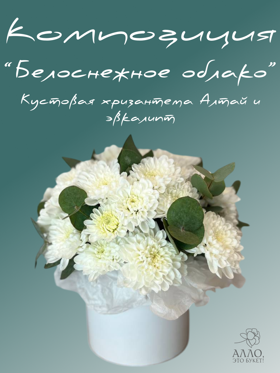 Композиция-комплимент из кустовой хризантемы Алтай и эвкалипта