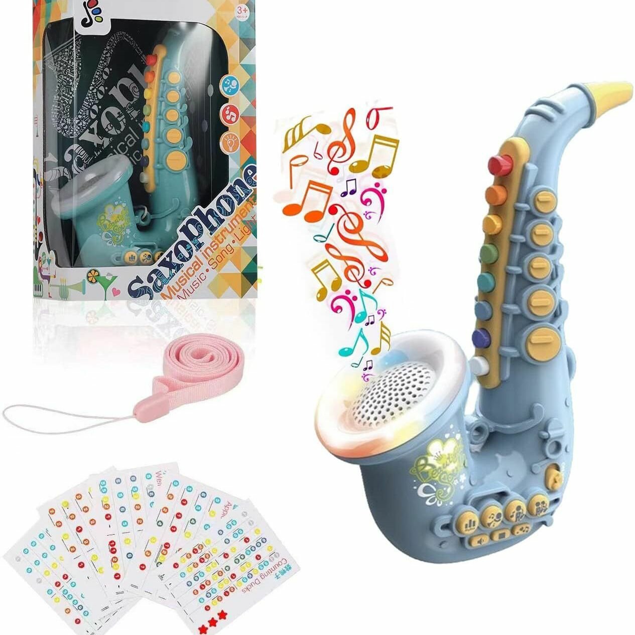 Детский саксофон 3 штуки, пластик, разноцветный