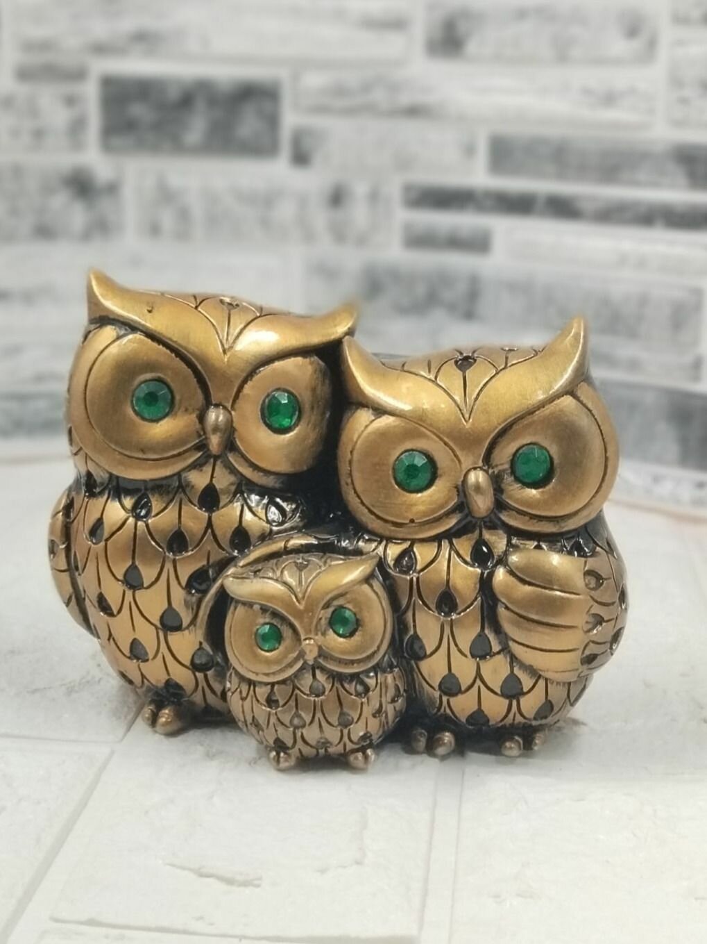Статуэтка "Совы Семья Большая", золото, ARTVACH