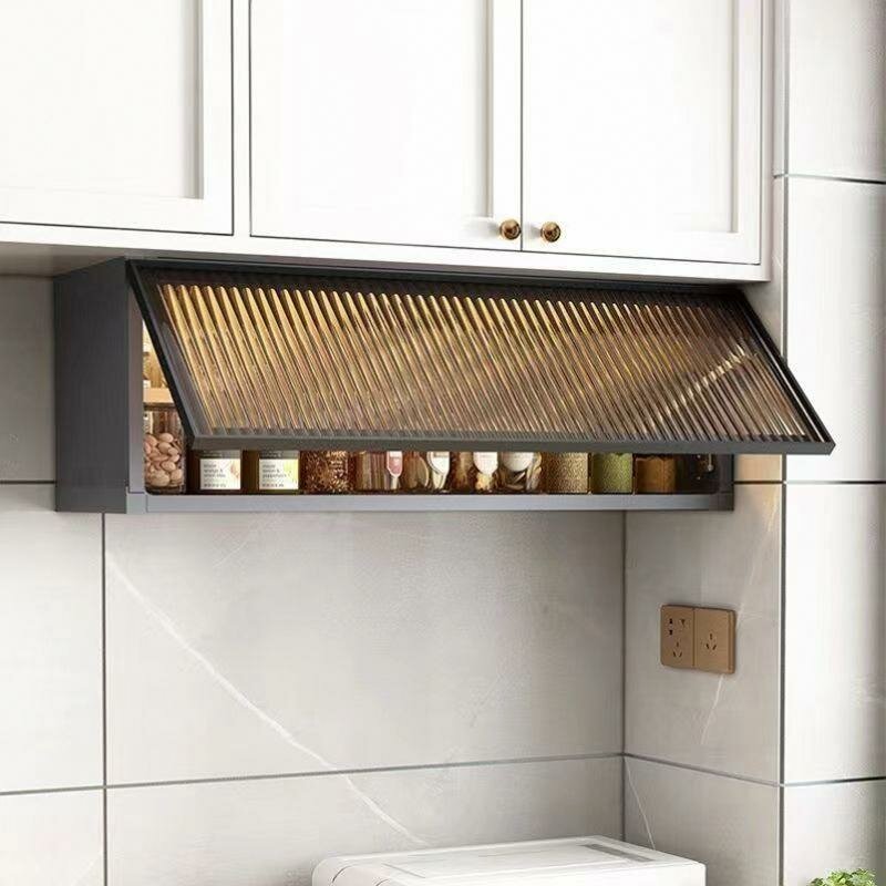 Кухонные настенные шкафы из легкого алюминиевого сплава, роскошные шкафы для хранения вещей, с индукционным освещением,30,22, черный,60