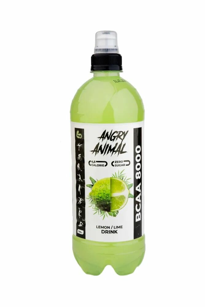 BCAA 8000, Спортивный напиток ANGRY ANIMAL бсаа без сахара со вкусом Лимона и лайма 700мл
