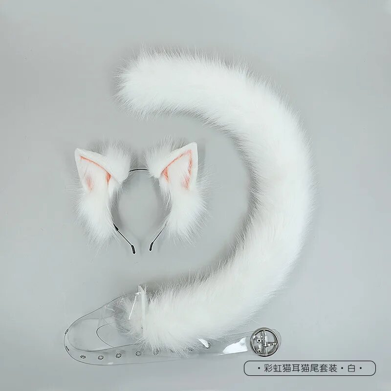 Пушистый комплект лисий ушек и хвоста White