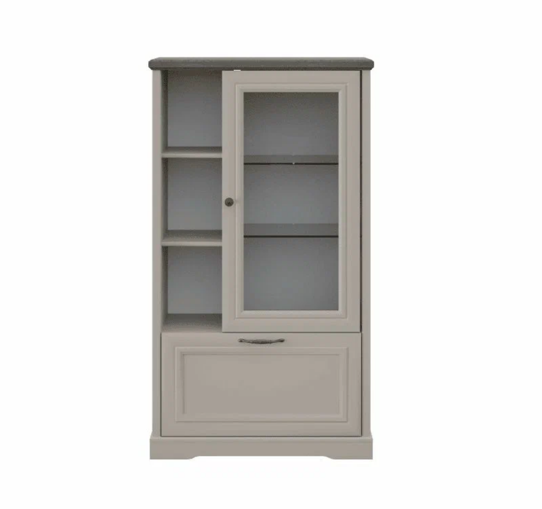 Шкаф с витриной Anrex TOSCANA NEW 1V1D3N, 145.4 x 39.3 x 81.6 см, цвет: персидский жемчуг/каньон