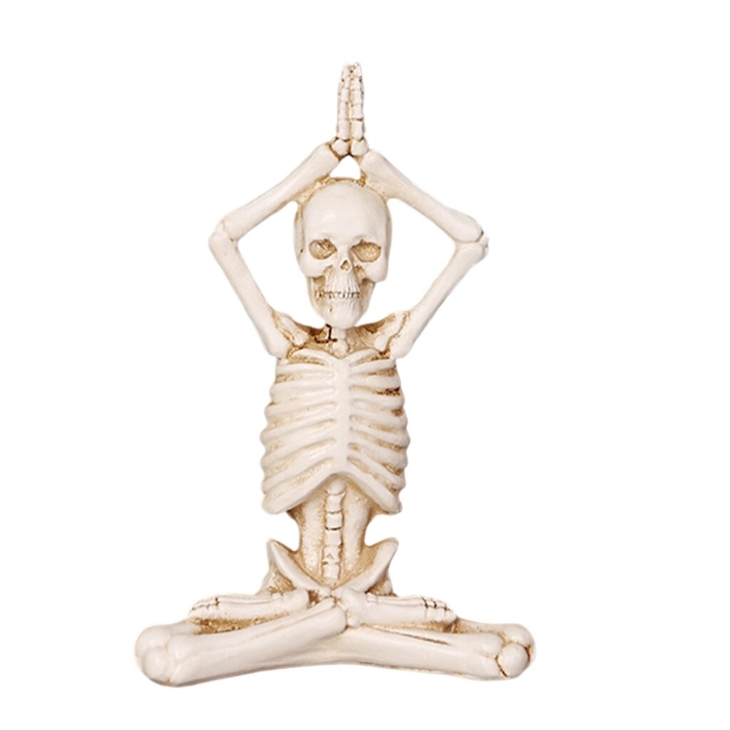 Статуэтка черепа из смолы Хэллоуин Забавный орнамент медитирующего скелета Для интерьерного акцента и коллекционных украшений комнаты Подарок, - Поза скелета в виде лотоса