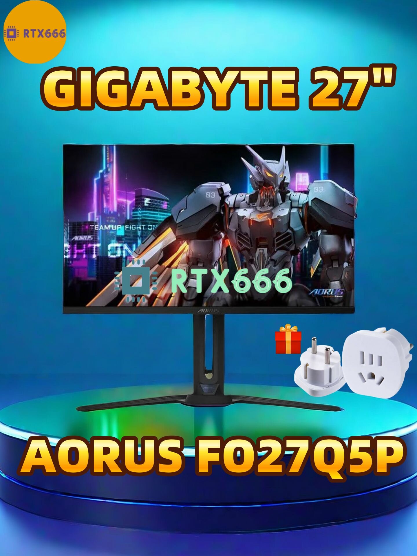 Gigabyte 27" Монитор AORUS FO27Q5P, QD-OLED,2K,500HZ, 0.03ms（GTG), DP2.1, DisplayHDR True Black 500 (Gigabyte FO27Q5P), OLED, 2560x1440 2K, 500 Гц, черный, черно-серый