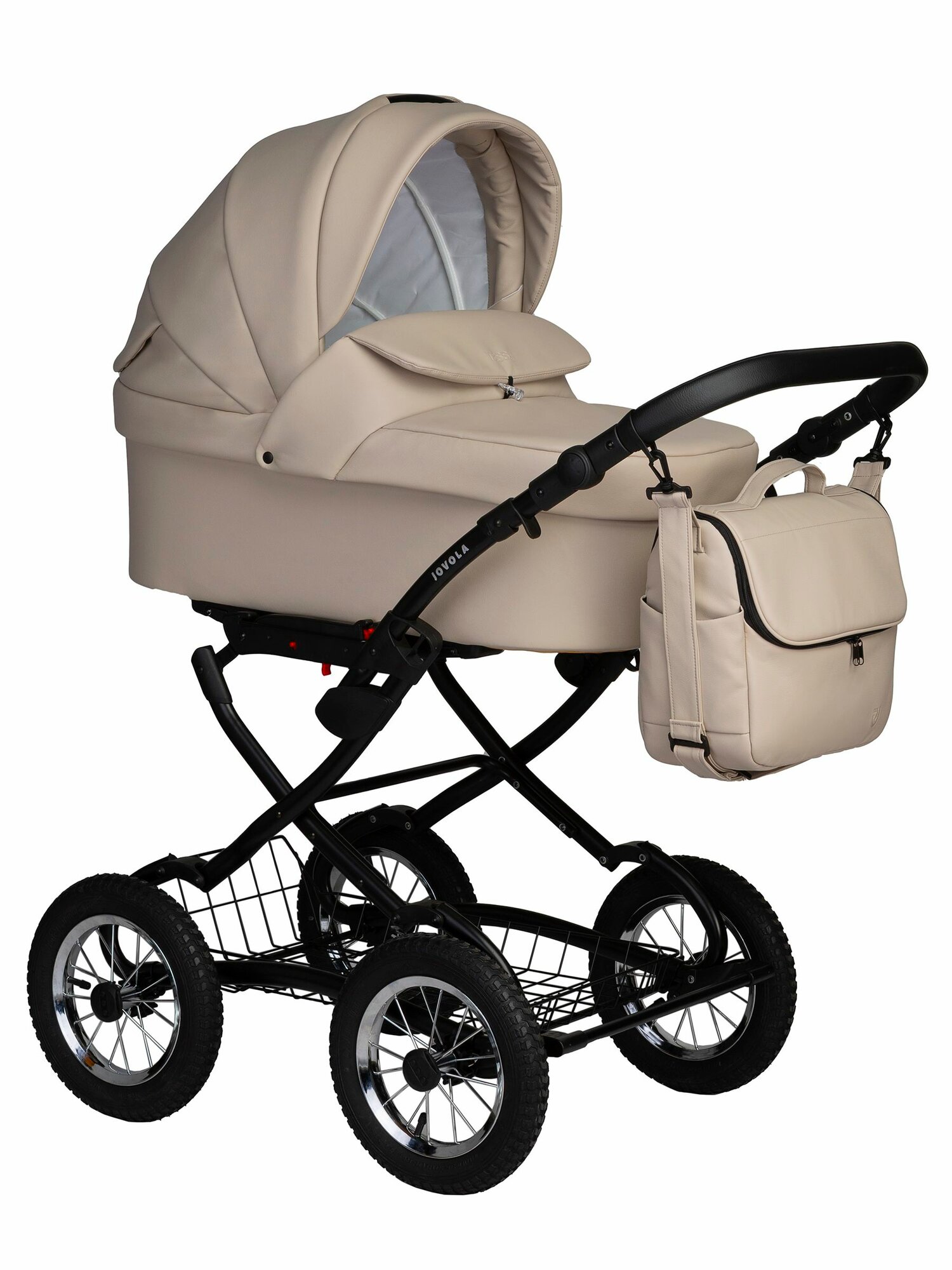Коляска-люлька для новорожденных Jovola Tessa Eco Light Classic, классическая, всесезонная, Te 02 (светло бежевая кожа)