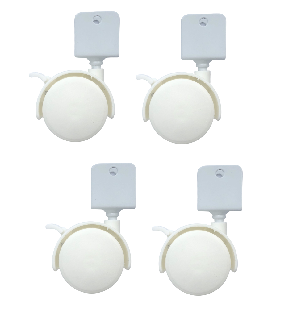 Колесная опора U-обр, Ø=50 мм (со стопором) белое, под ДСП-18мм (комплект 4 шт)