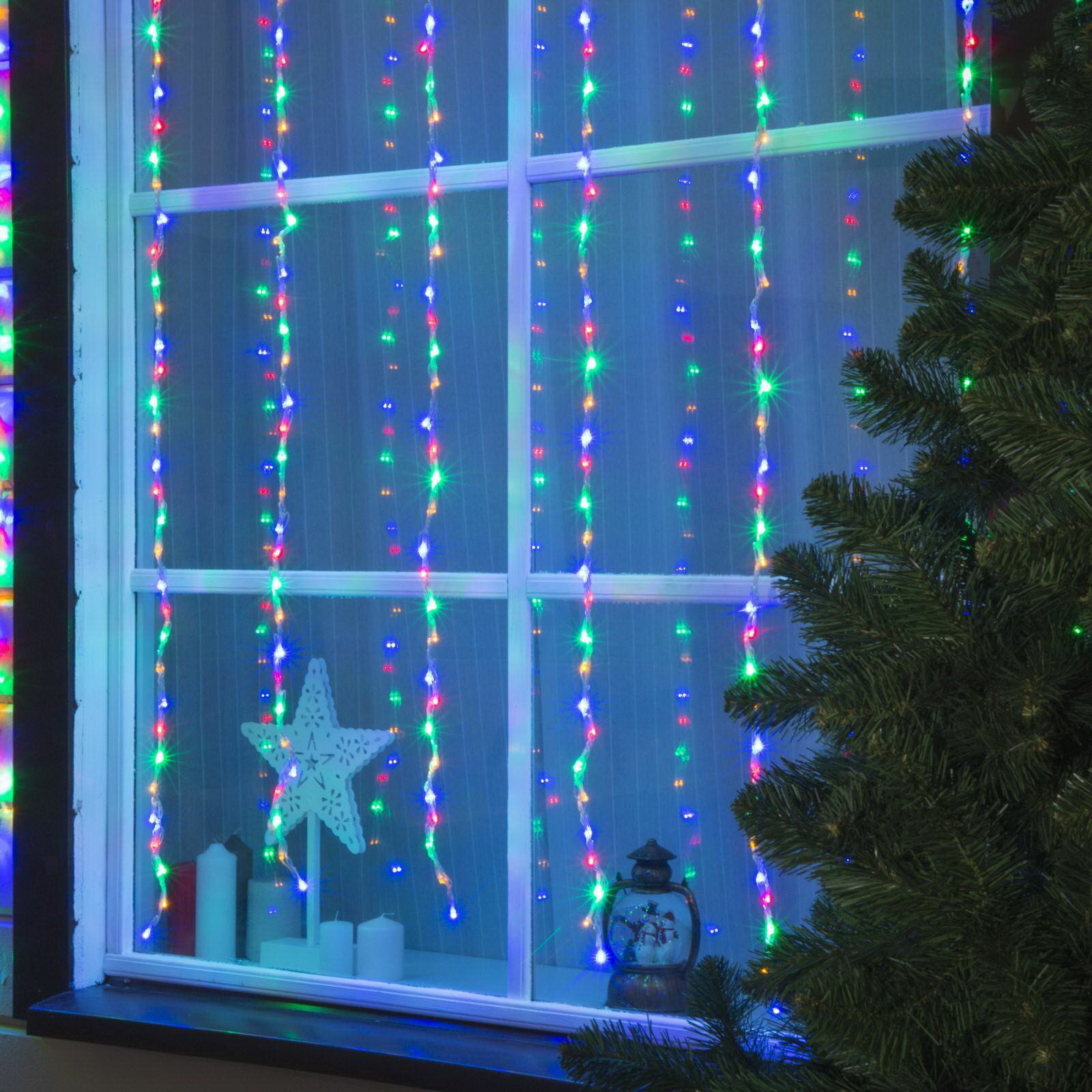Гирлянда "Водопад" 2x1.5 м, IP44, прозрачная нить, 400 LED, свечение мульти, 8 режимов, 220 В