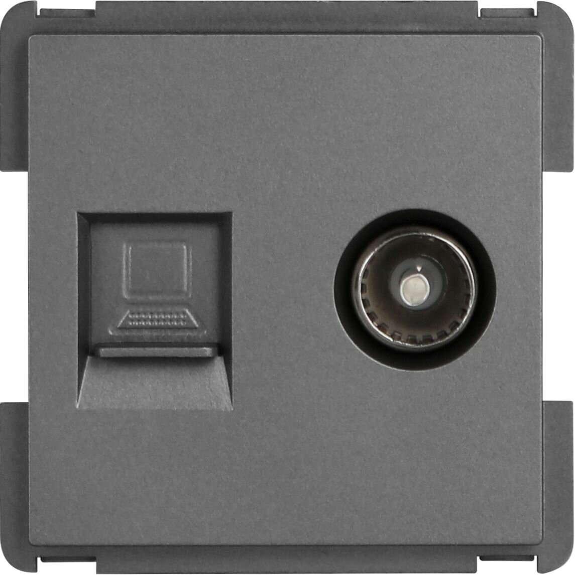 Механизм розетки интернет, Cat6+TV, цвет серый