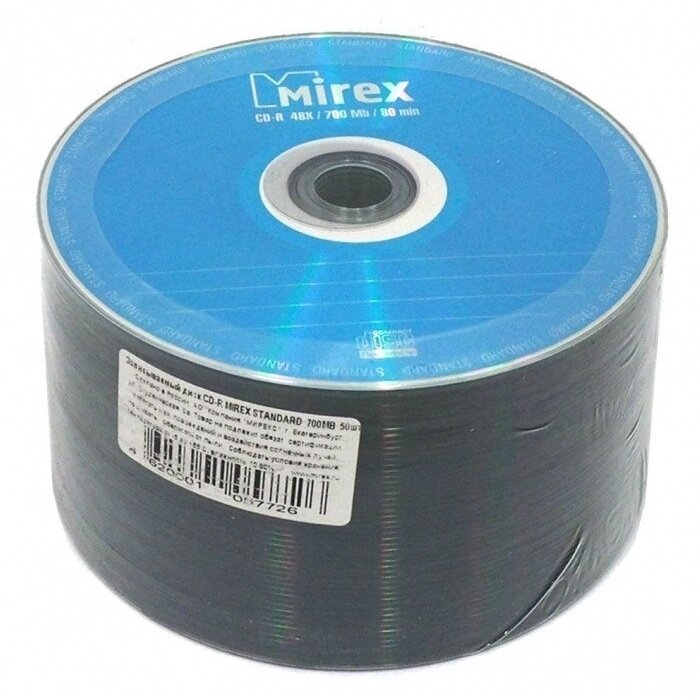 Диск CD-R Mirex 700 mb 80 min 48x 50 шт, Bulk (UL120051A8T)