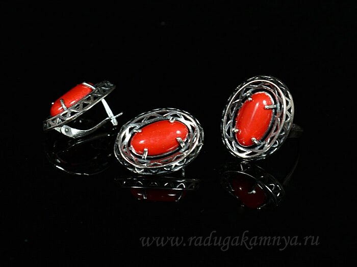 Серьги, коралл