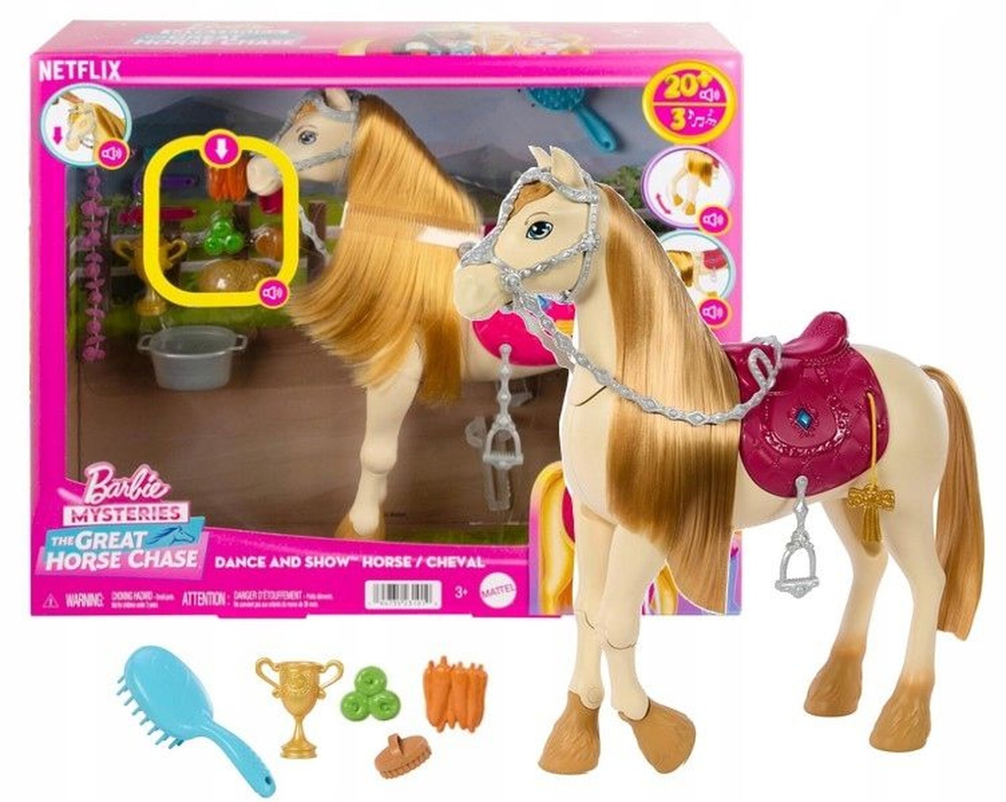 Интерактивная Лошадка Mattel Barbie - Танцующая Лошадь со звуковыми эффектами и аксессуарами для укладки - Барби HXJ42