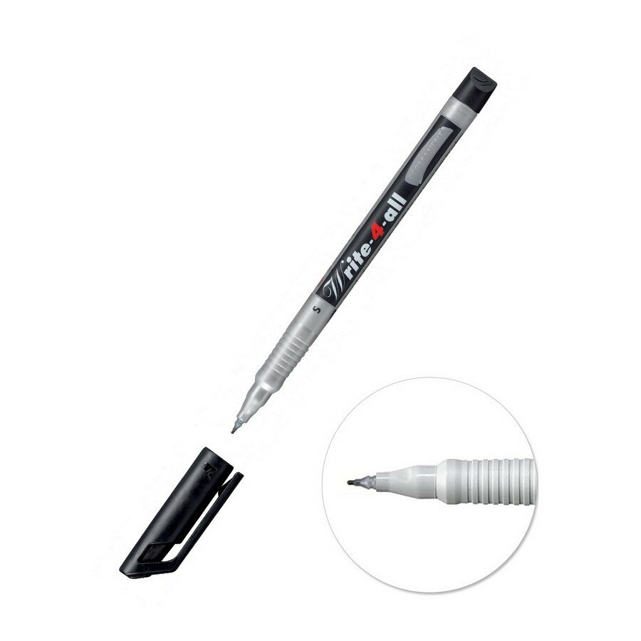 Маркерная ручка нестираемая STABILO Write-4-All, S/0,4 мм, перманентная, черная (STABILO 166/46)