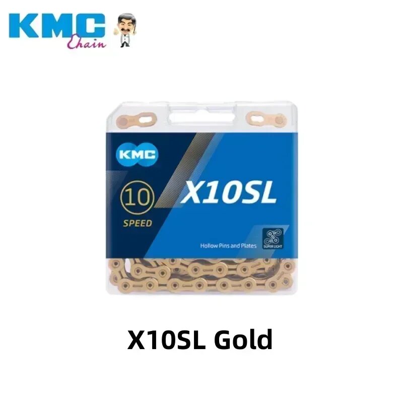 Цепь велосипедная KMC X10SL Gold 10 скоростей