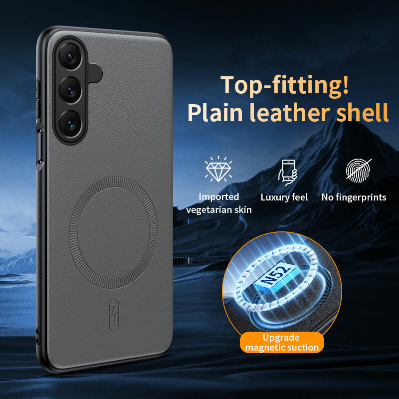 Чехол для Samsung Galaxy S23 FE/Самсунг Галакси С23 ФЕ Роскошная кожа, MagSafe, антиударный Защитная оболочка