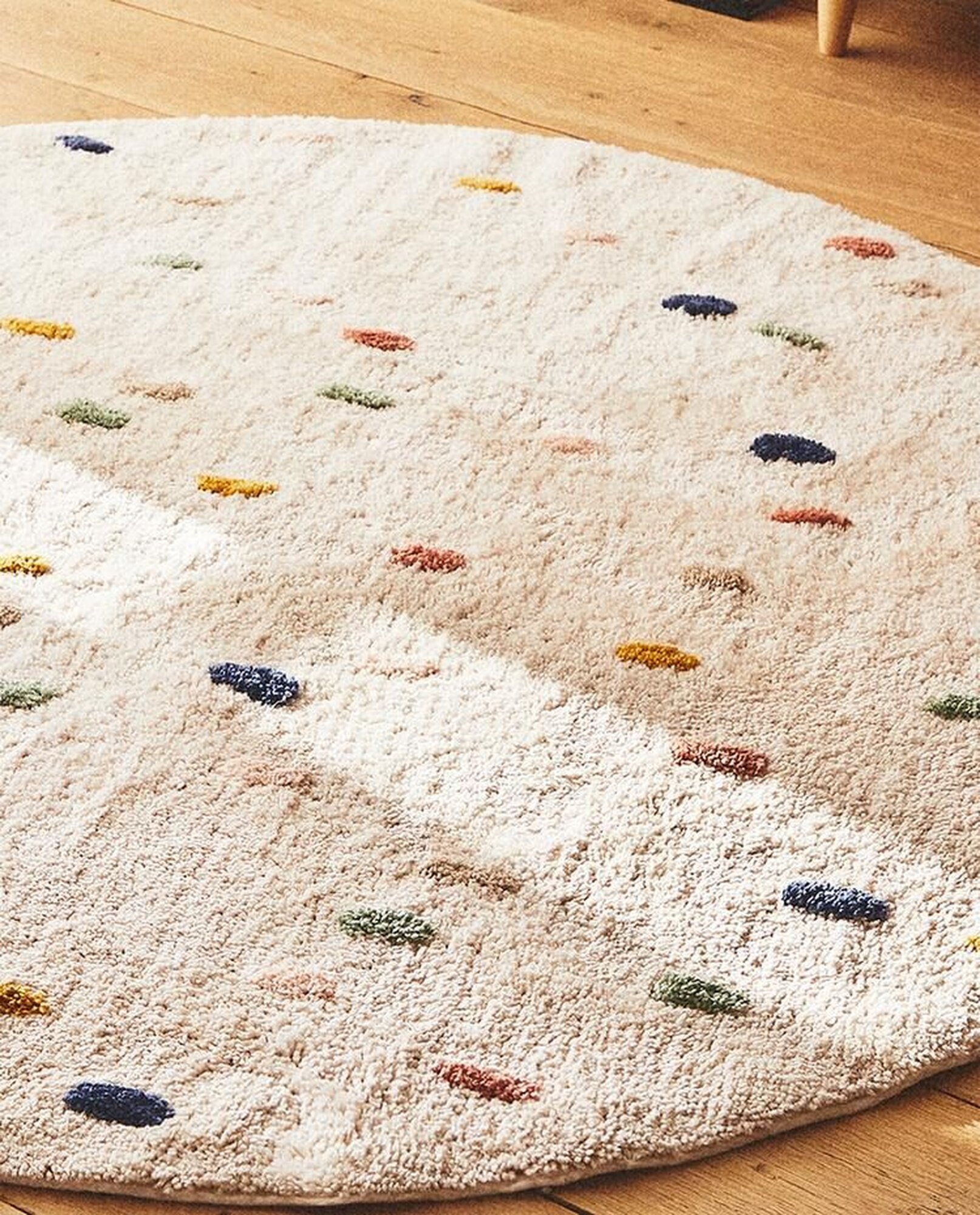 Хлопковый коврик для детей с цветными точками, круглый, 140 x 140 см, кремово-белый, ZARA HOME, 7600/029