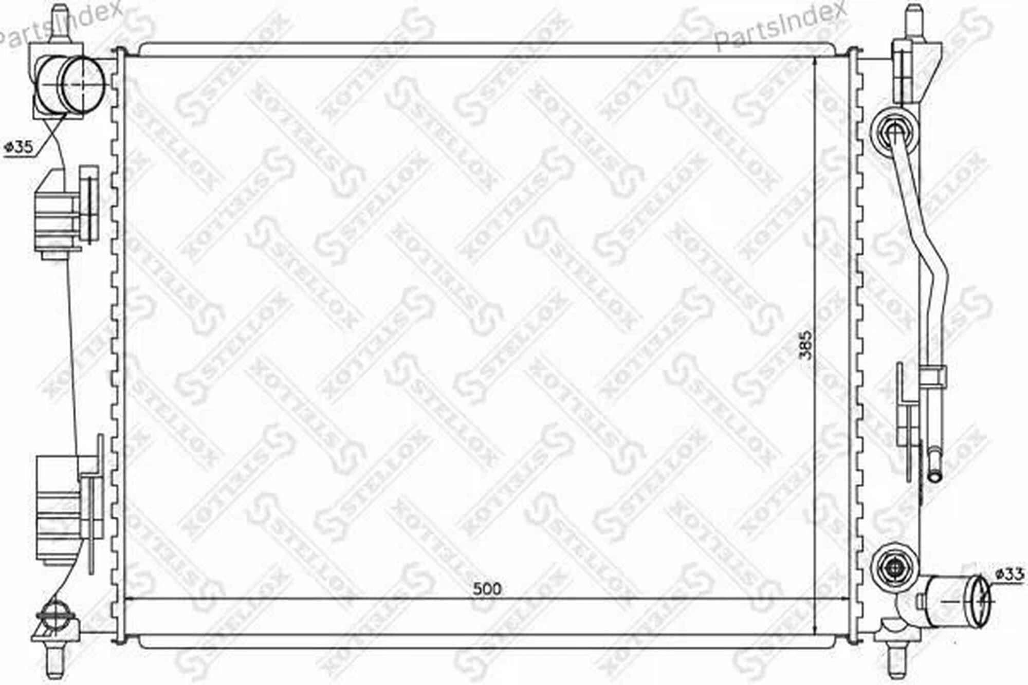 Радиатор системы охлаждения АКПП 500x385x23 Hyundai Solaris 1.4i-1.6i, Kia, STELLOX 1026518SX