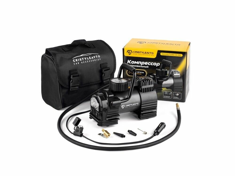 Компрессор автомобильный CRISTYLEAVTO Mercury CA-555 Turbo 40 л. в мин с фонарем