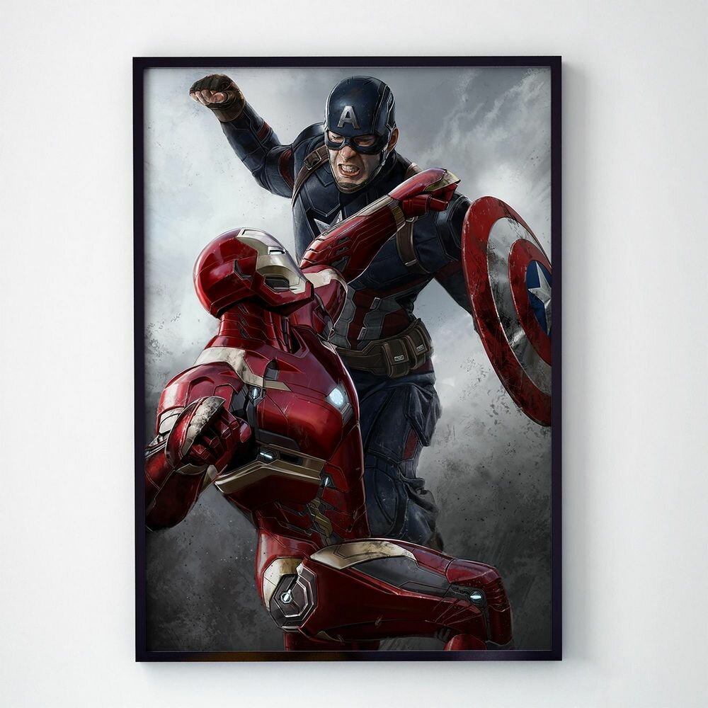 Плакат, постер Капитан Америка (Captain America) на бумаге, размер 21х30см