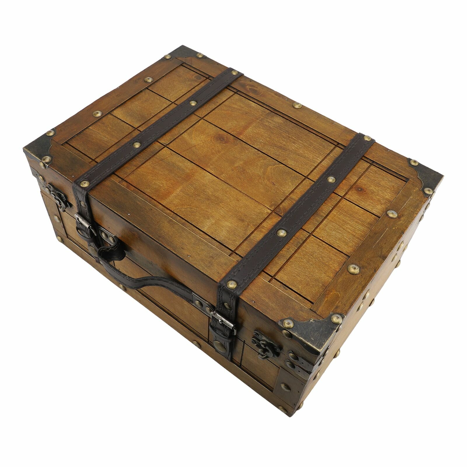Винтажный деревянный сундук, элегантный декоративный чемодан для хранения, стильный фотопропс, размер 34.3x24.2x15.3 см