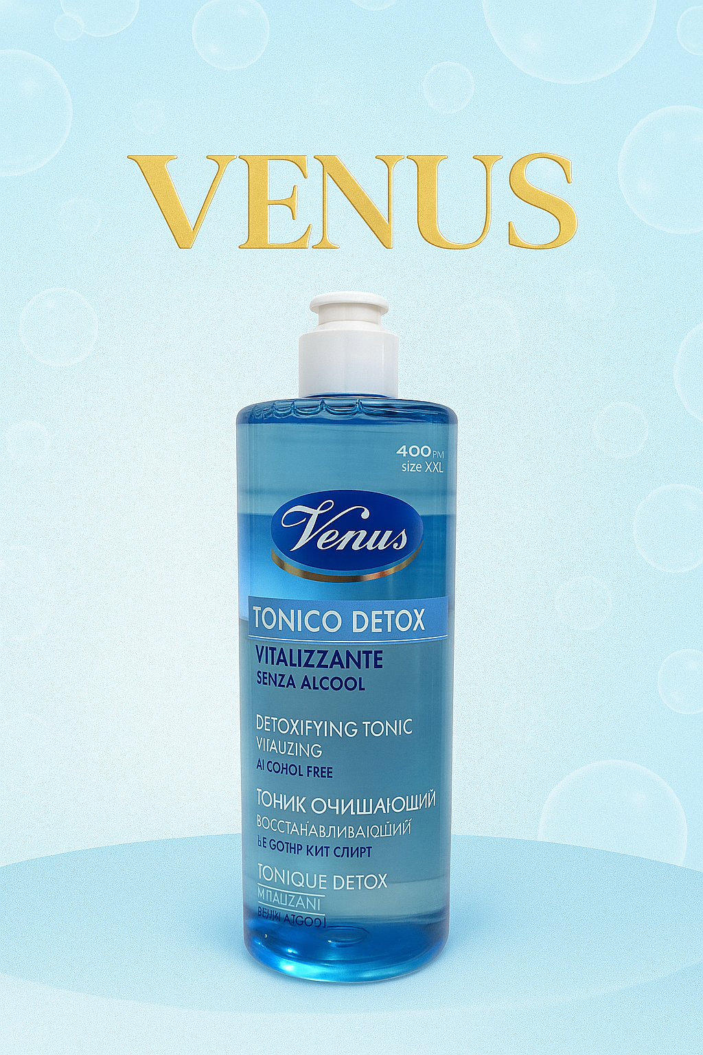 Тоник Venus Tonico Detox, антиоксидантный, гипоаллергенный, для всех типов кожи, 400 мл