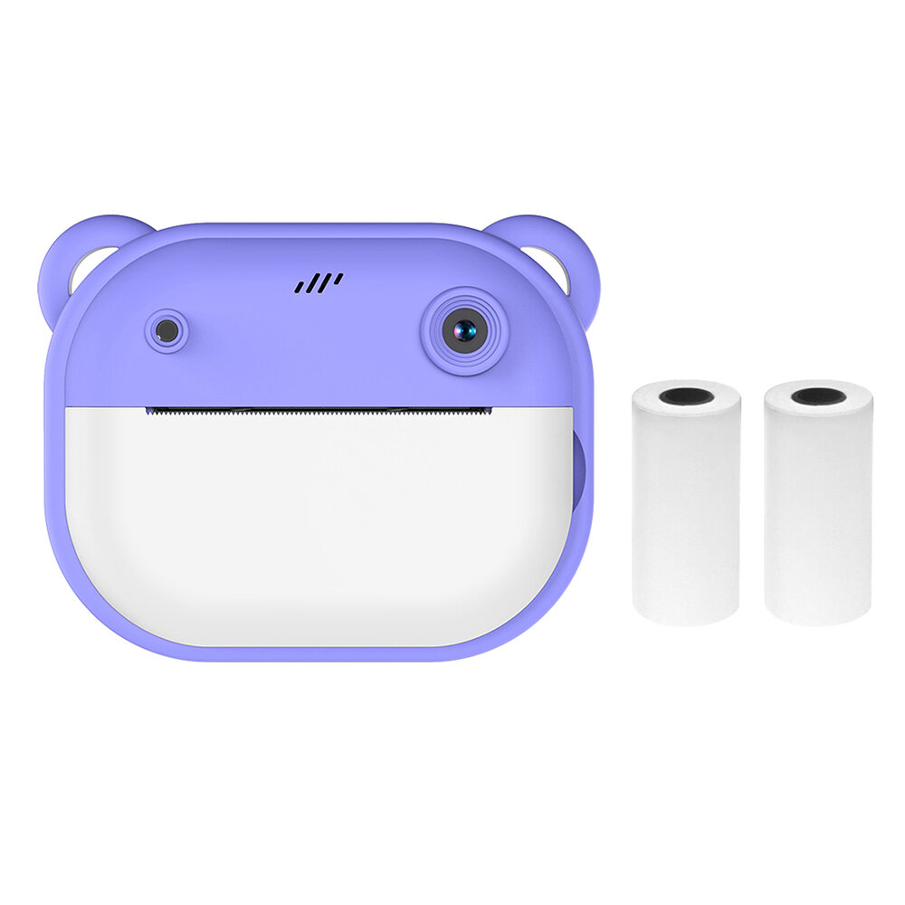 Детская камера 1080P цифровая с термопечатью экран IPS 2.4 дюйма фото селфи видео автофокус 2 рулона бумаги для печати для девочек мальчиков размер 10.5x8x4.5cm вес 178g цвет синий фиолетовый зеленый розовый модель Y600 материал корпуса ABS пластик