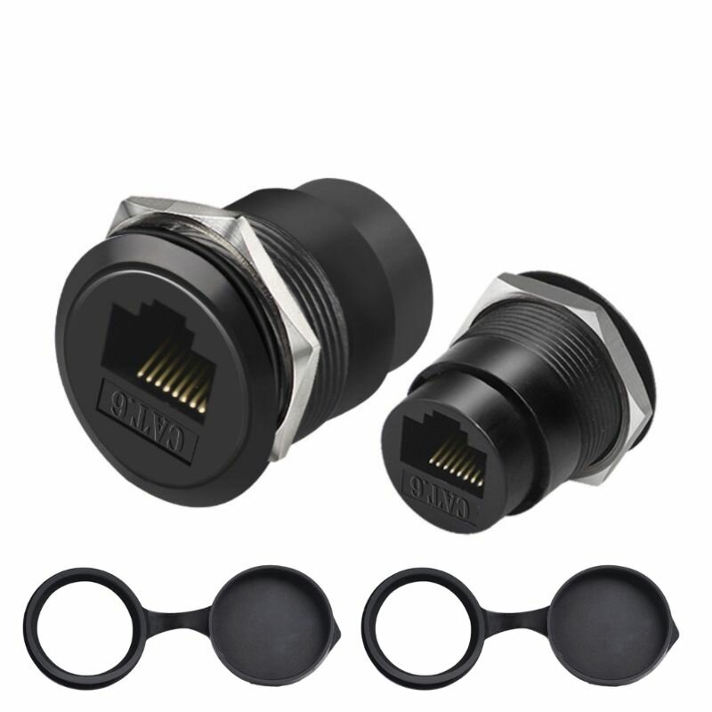 RJ45 Панельный Разъем Cat6, Черный