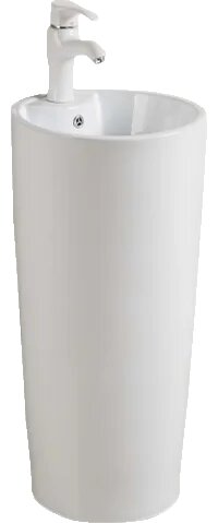 Раковина напольная SantiLine SL-4011 41 напольная, 41 см, фаянсовая, раковина для ванной, белая, круглая, со сливом-переливом