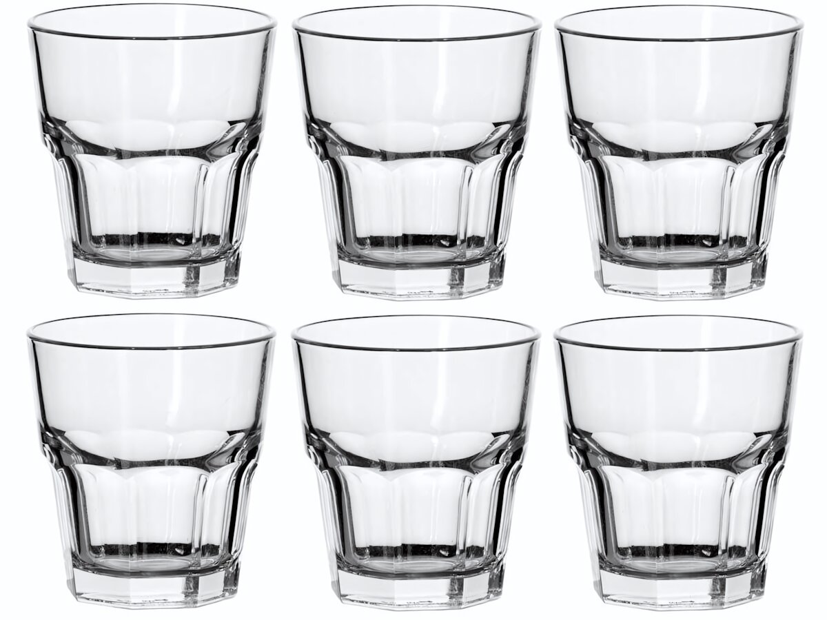 Стакан прозрачный "Casablanca" 205мл, закаленное стекло, 6 штук