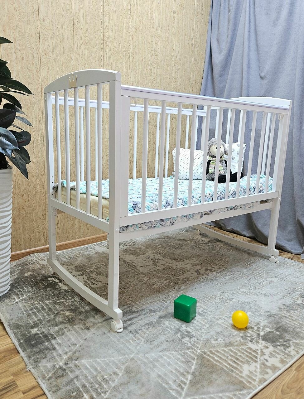 Кроватка для новорожденного LILU-2 колесо-качалка