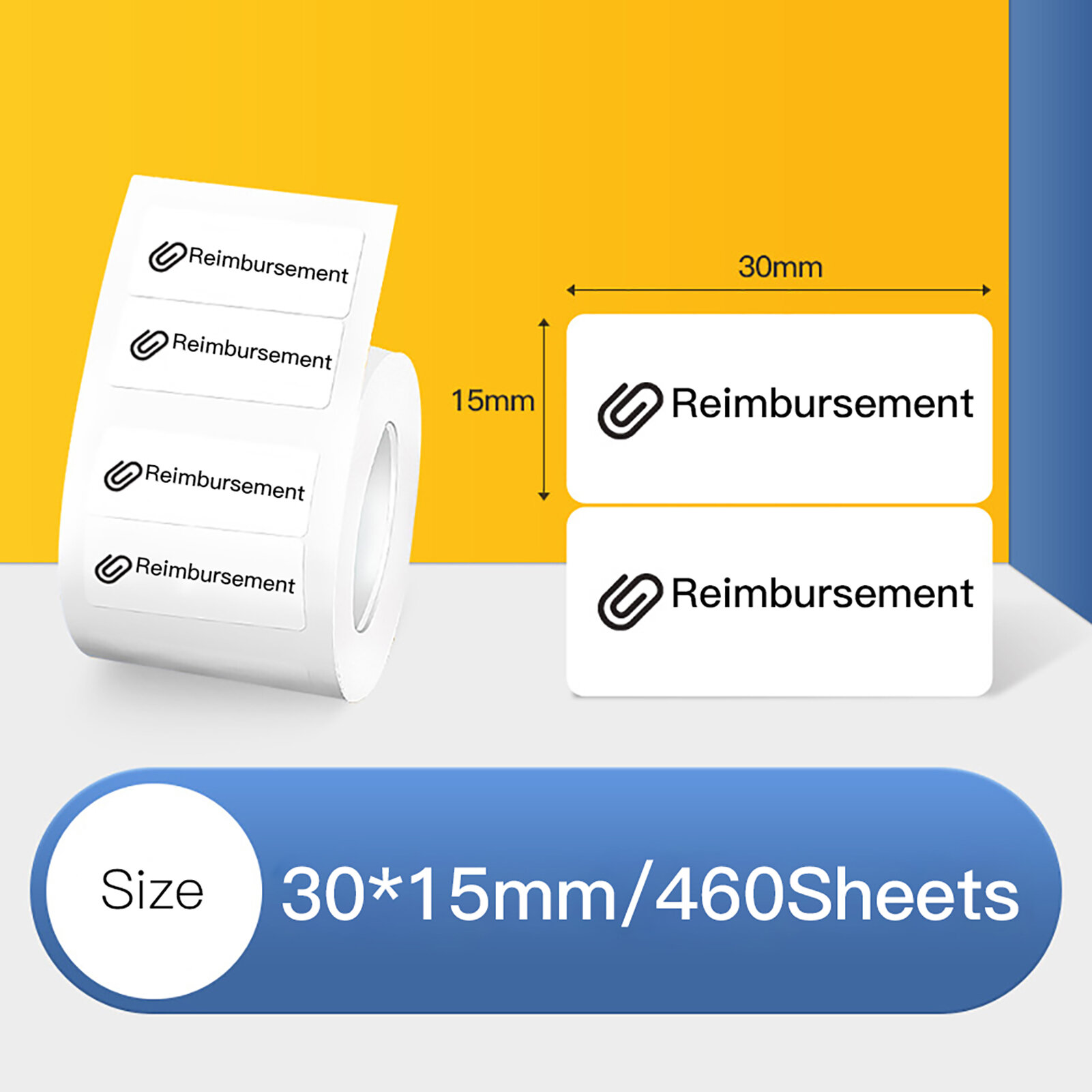 Niimbot Белая пустая термопечатная бумага в рулоне для принтера этикеток B21 Штрихкод Цена Размер Название Этикетка Бумага водостойкая, маслостойкая, износостойкая 30*15 мм 460 листов/рулон для термопринтера B3S/B11 для домашнего органайзера