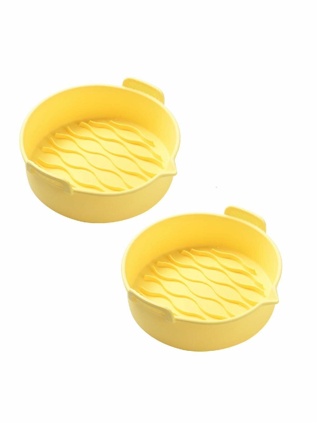 Аэрогриль,2шт, складной силиконовый противень для выпечки в аэрофритюрнице-желтый-7,8 дюйма