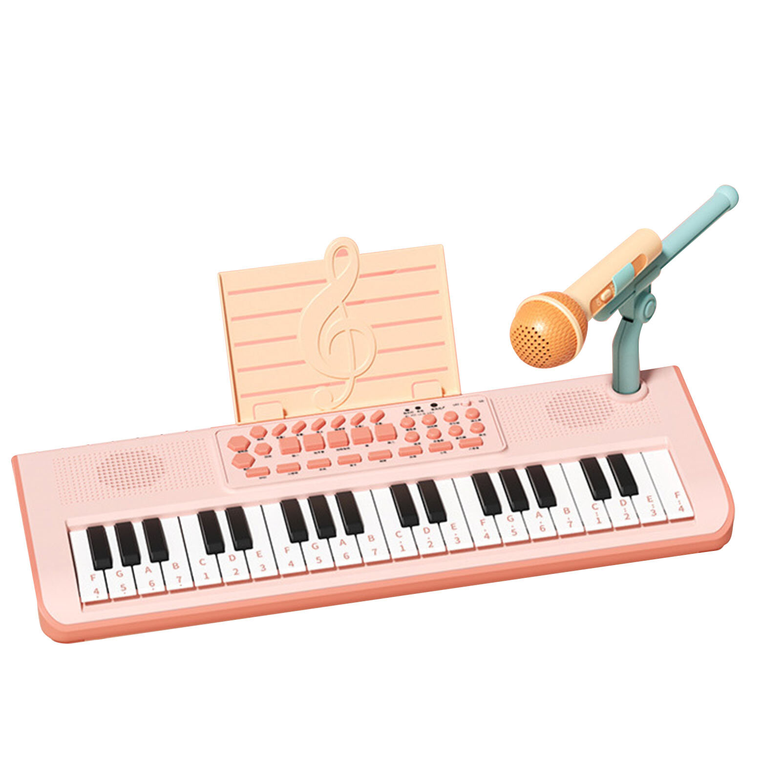 Электронный орган с 37 клавишами и микрофоном, детский комплект электропианино, музыкальная клавиатура, обучающая игрушка, со встроенной батарейкой, розовый