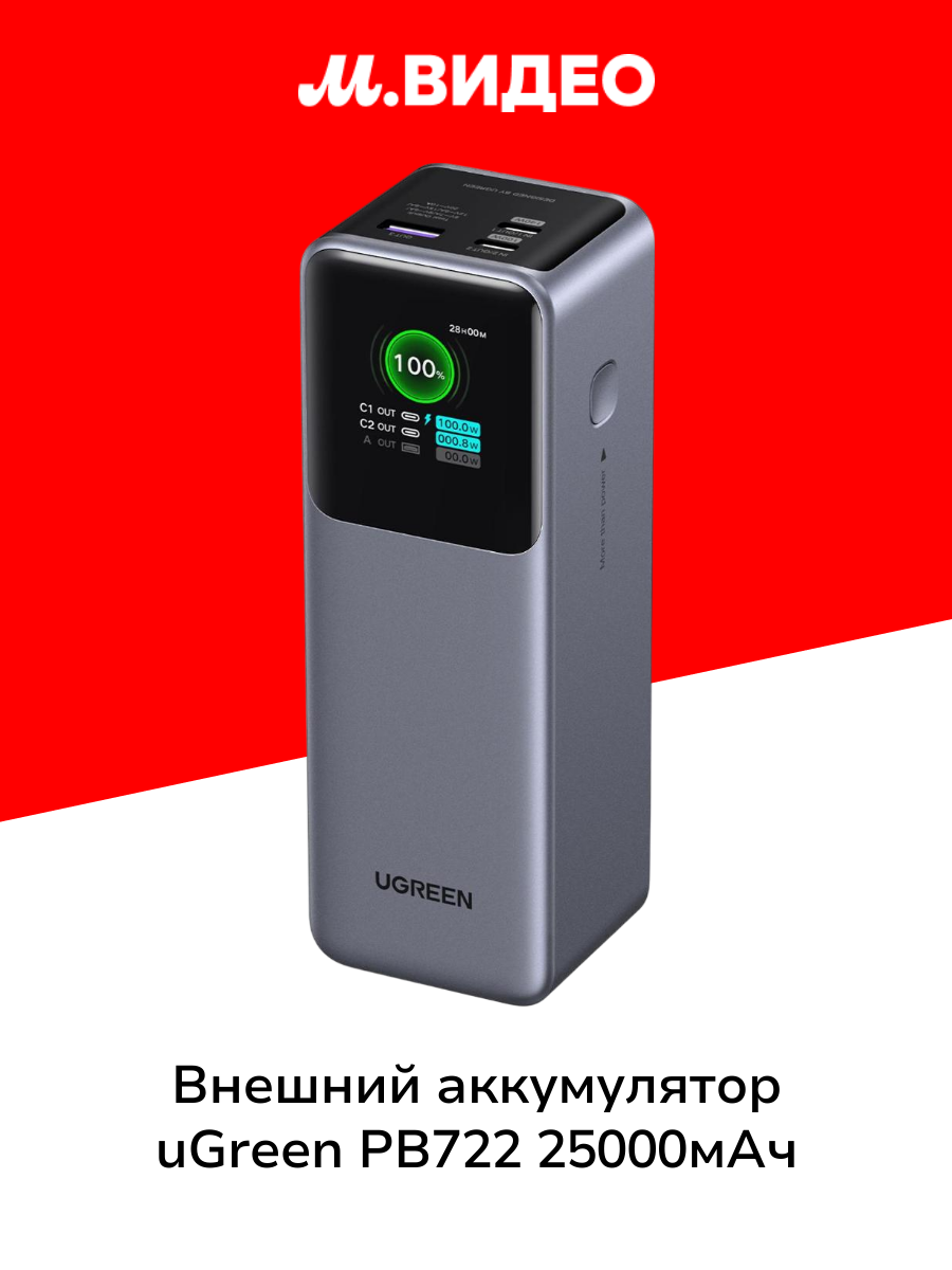 Внешний аккумулятор uGreen PB722 25000mAh серый