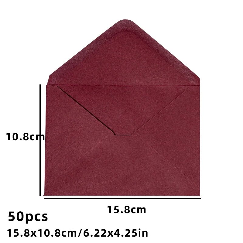 Винно-красные конверты 15.8x10.8 см, 50 шт