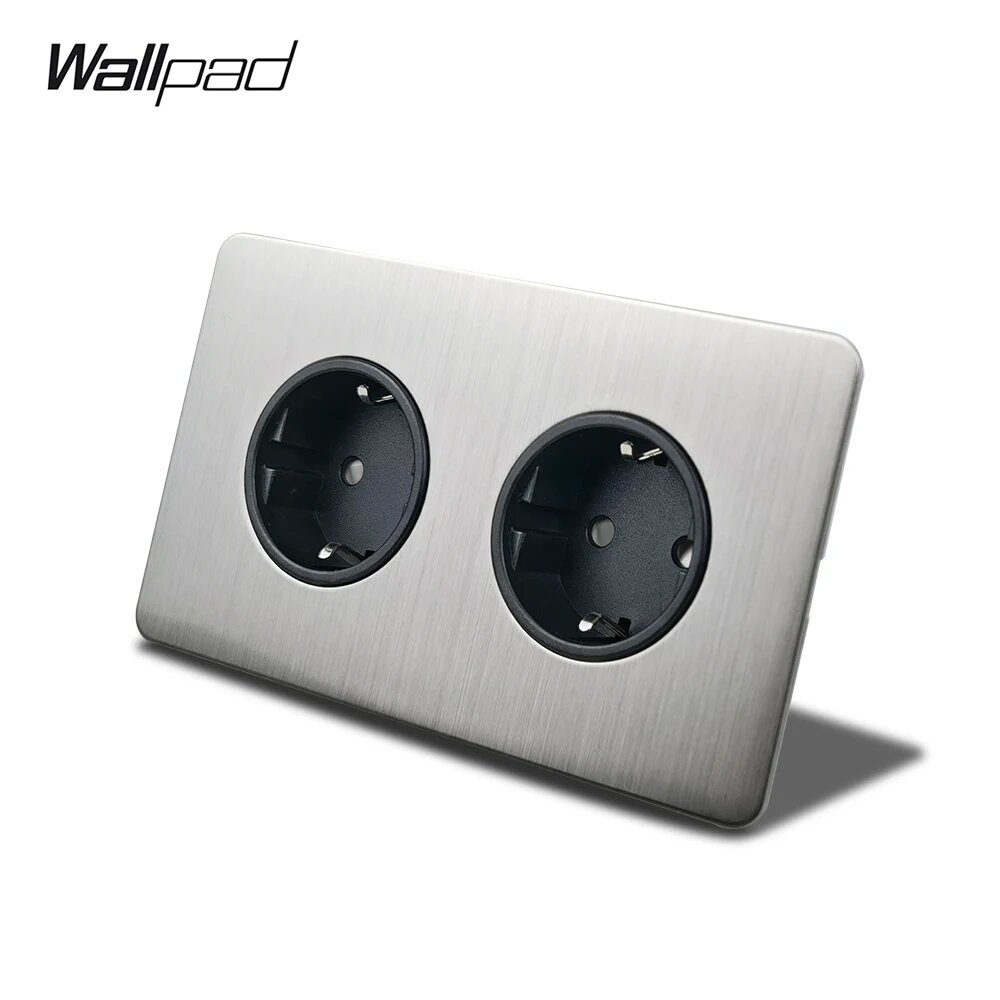 Настенная розетка Wallpad H6, двойная, из нержавеющей стали