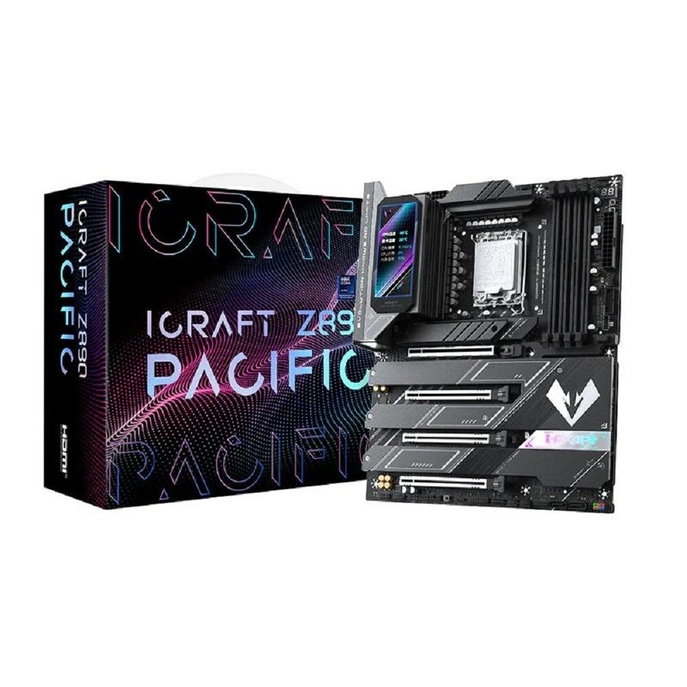 Материнская плата MAXSUN MS-iCraft Z890 PACIFIC (Socket 1851, ATX, 4*DDR5(256Gb), DP/HDMI, 4*SATA3, 4*M.2, 4xPCI-Ex16, 2*Type-C, 9*USB 3.1, LAN 1*5G, BT 5.4, Wi-Fi 7, SPDIF, black, RTL)