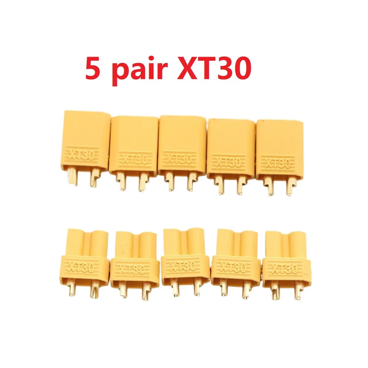 5 пар XT30 разъемов, желтые
