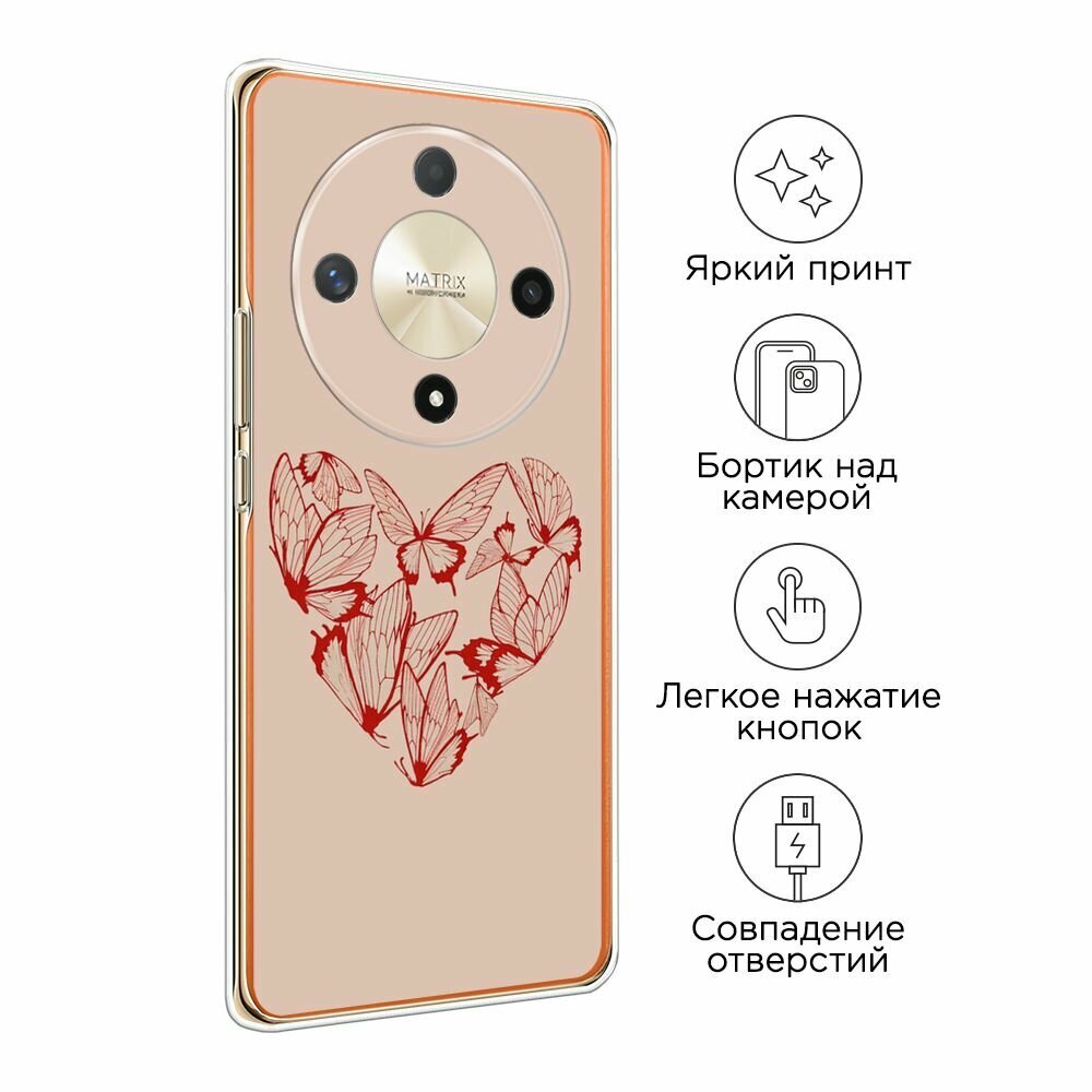 Чехол на Honor X9b / Хонор X9B с принтом "Сердце из бабочек - 14 февраля" — фото 1