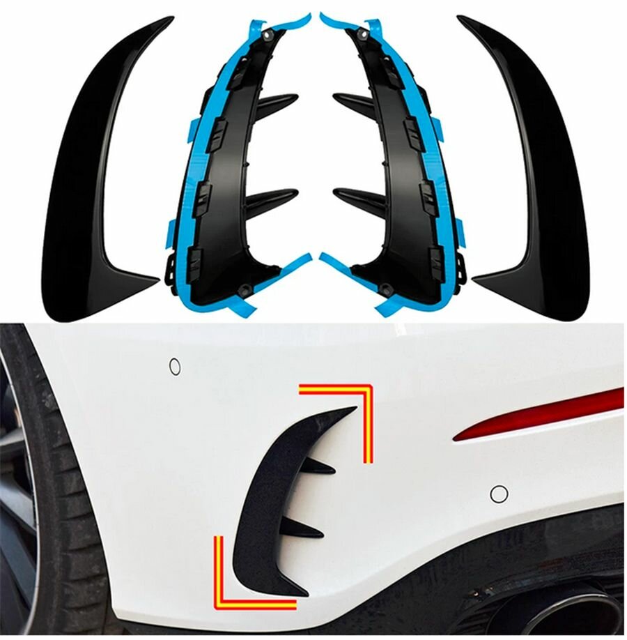 Задний бампер обвес губа боковые крылья канарды плавник сплиттер для Mercedes A-Class W177 Седан A180 A200 A220 A250 A35 2019 2020 2021+