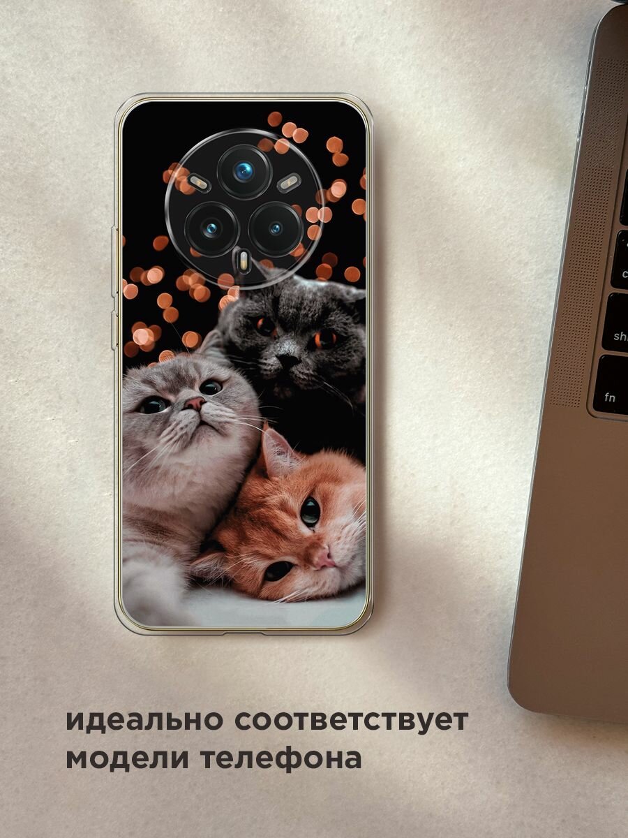 Чехол на Realme 14 Pro+ / Реалми 14 Про+ с принтом "Кошачьи обнимашки" — фото 1