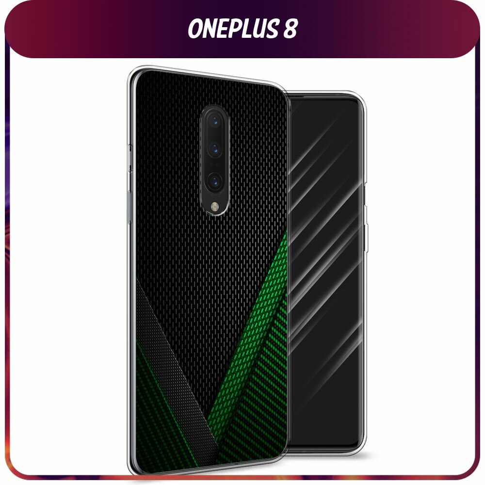 Силиконовый чехол на OnePlus 8 / ВанПлас 8 с принтом "Зеленый карбон"