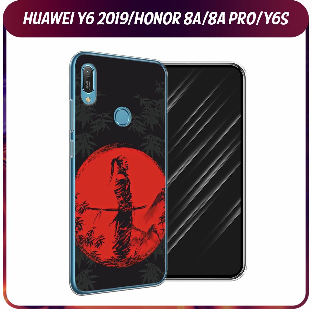 Чехол на Honor 8A/8A Pro/Huawei Y6s/Y6 2019 / Хонор 8А с принтом "Самурай на красном фоне"