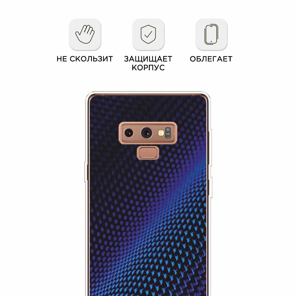 Чехол на Samsung Galaxy Note 9 / Самсунг Галакси Нот 9 с принтом "Синий карбон" — фото 1