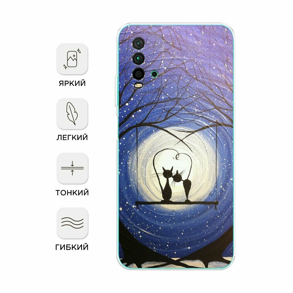 Чехол на Xiaomi Redmi 9T / Сяоми Редми 9Т с принтом Влюбленные котики 10 — фото 1