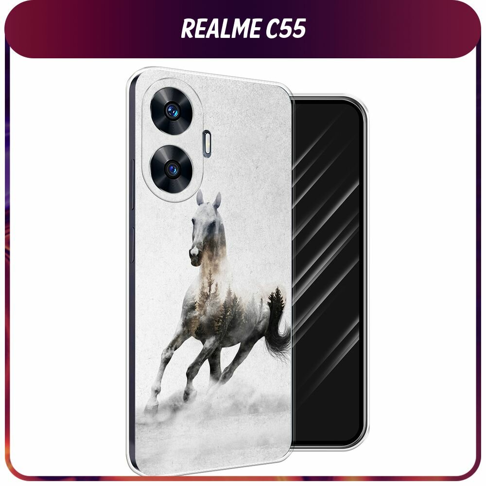 Силиконовый чехол на Realme C55 / Реалми C55 с принтом "Лошадь лес"