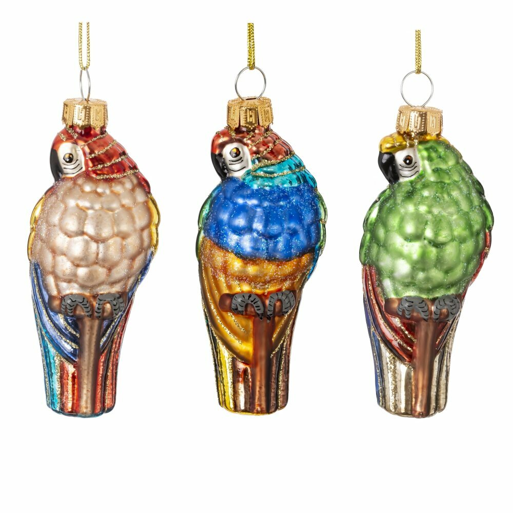 Украшение новогоднее "Попугай" (цена за одну штуку), L4 W4 H10,5 см, 3в.
